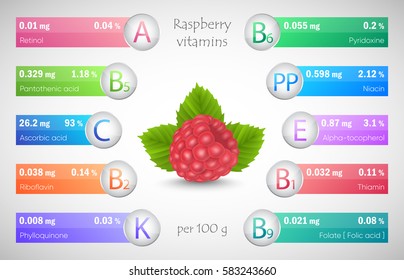 Raspberry Vitamins Detailed Infographic Stock Vector (Royalty Free ...