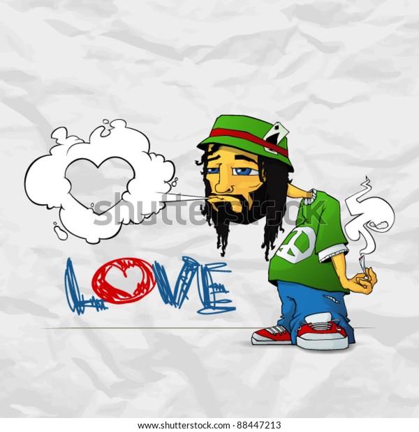 Rasta Character On Grungebackground Vector Illustration Stock Vector ...