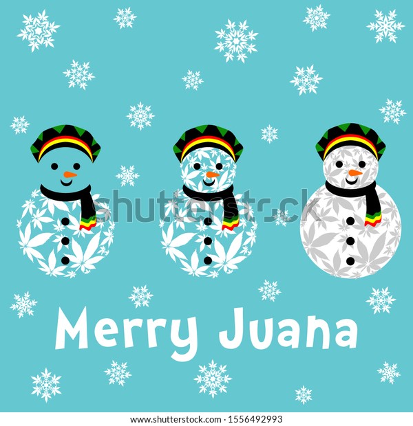 Rasta Snowman Vector Illustration Marijuana Leaves Stock Vector ...
