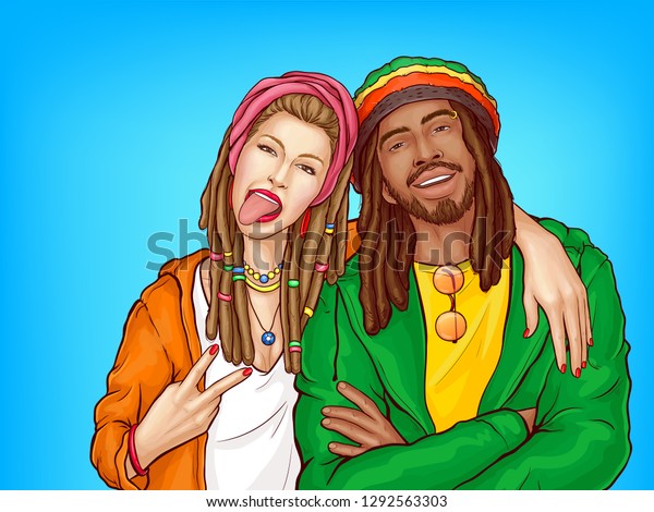 Rastafarian People Pop Art Vector Caucasian Stock Vector (Royalty Free ...