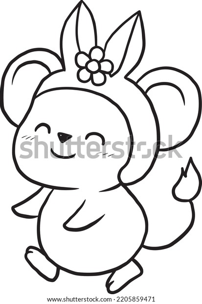 Rat Cartoon Cute Doodle Coloring Page Stock Vector (Royalty Free ...
