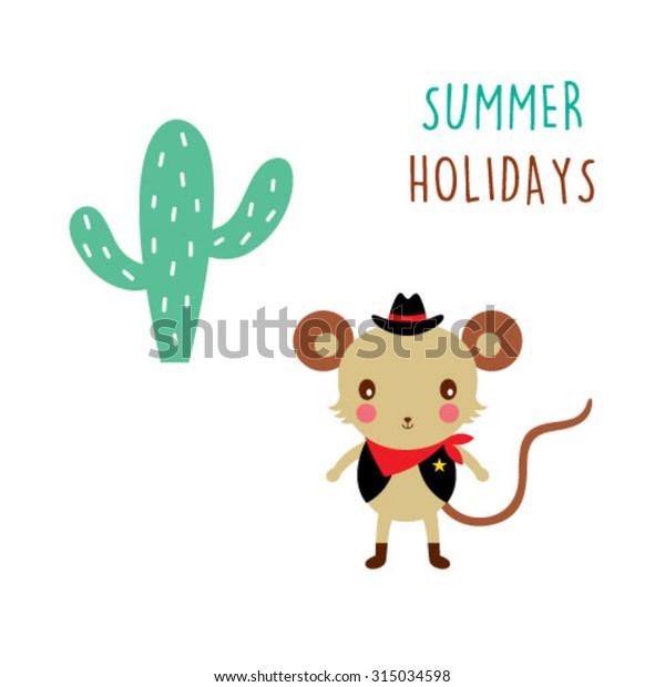 Rat Cowboy Summer Holiday Vector Stock Vector (Royalty Free) 315034598 ...