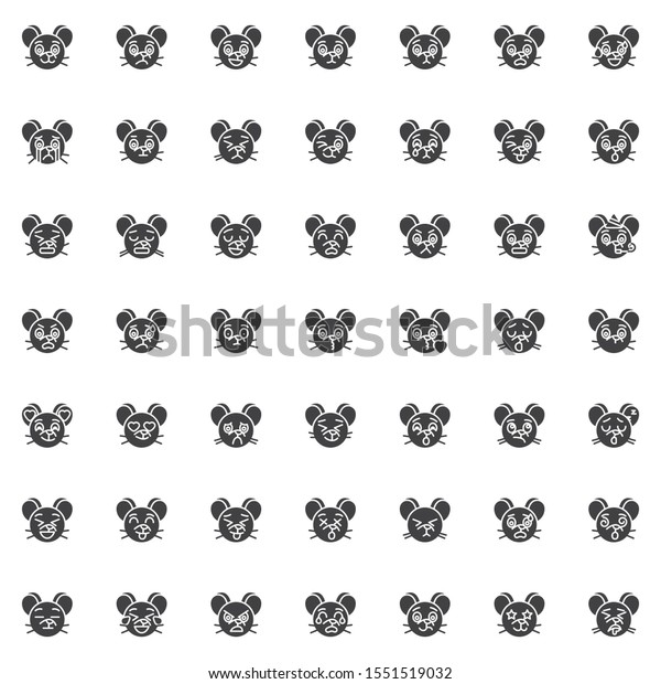 Rat Face Emoticon Vector Icons Set Stock Vector (Royalty Free) 1551519032