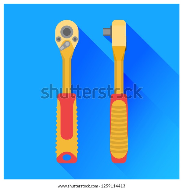Ratchet Wrench Flat Picture Vector Illustration 스톡 벡터(로열티 프리 ...