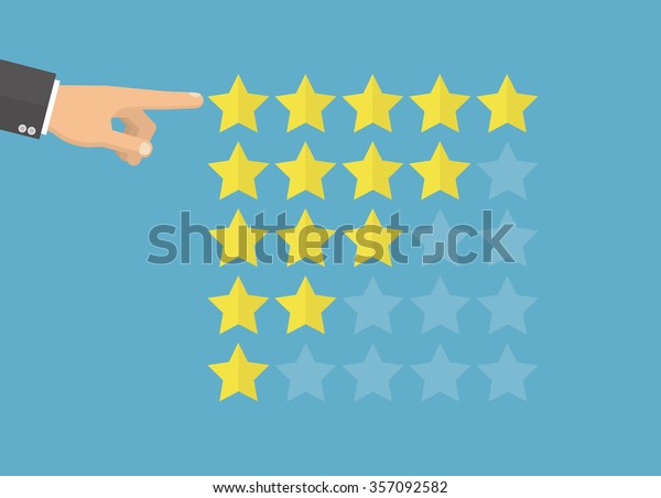 Rate Stars Hand Pointing Five Star Stock Vector (Royalty Free ...