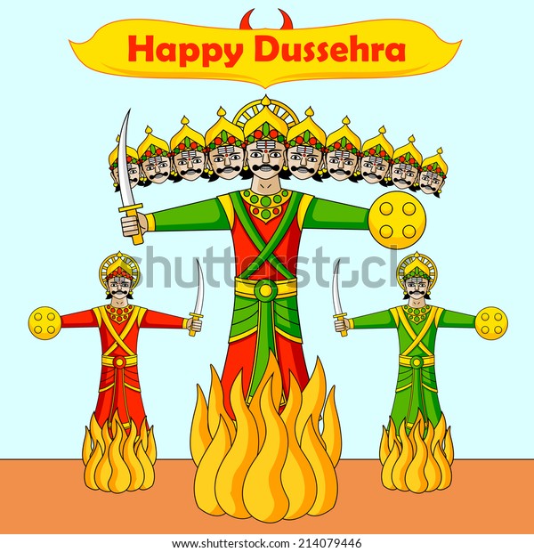 Ravana Dahan Burning Effigy Ravana Vector 库存矢量图（免版税）214079446