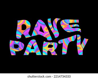 Rave Party Text Banner Rave Psychedelic Stock Vector (Royalty Free ...