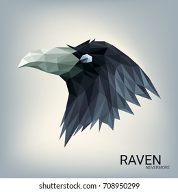 Raven Head Low Poly Illustration Stock Vector (Royalty Free) 708950299 ...
