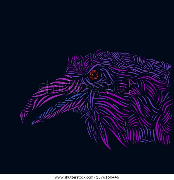 Raven Line Pop Art Potrait Colorful Stock Vector (Royalty Free ...