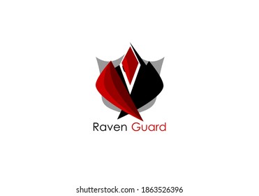 Raven Logo Design Black Red Color Stock Vector (Royalty Free ...