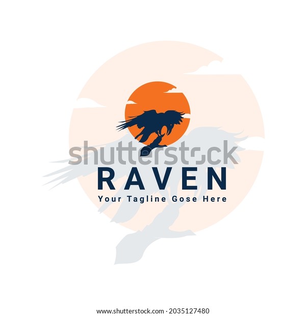 Raven Logo Design Vector Illustration Stock Vector (Royalty Free ...