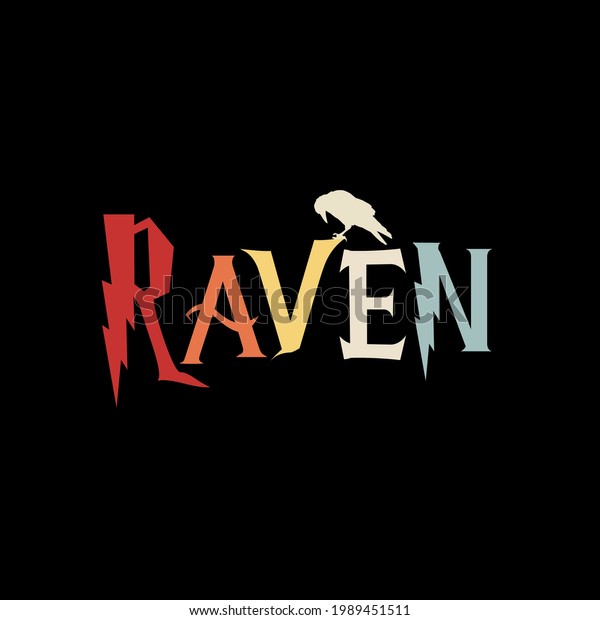 Raven Text Design Multicolored Colors Silhouette Stock Vector (Royalty ...