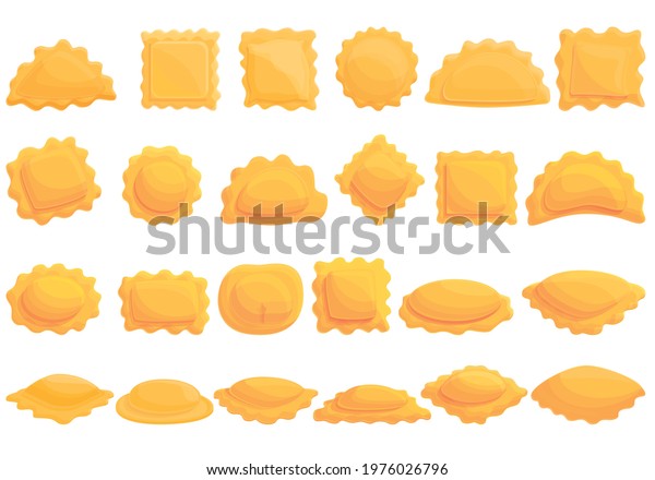 Ravioli Icons Set Cartoon Set Ravioli Stock Vector (Royalty Free ...