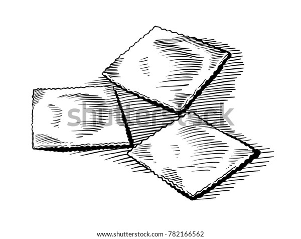 Ravioli Line Art Illustration Vector Stock Vector (Royalty Free ...