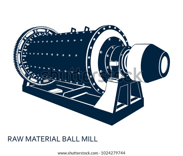 Raw Material Ball Mill Isolated Monochrome Stock Vector (Royalty Free ...