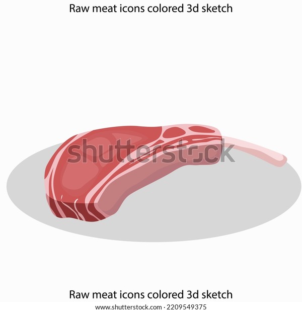 Raw Meat Icons Colored 3d Sketch Stock Vector (Royalty Free) 2209549375 ...