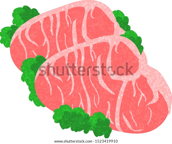 Raw Meat Illustration Hand Drawn Style Stock Vector (Royalty Free ...
