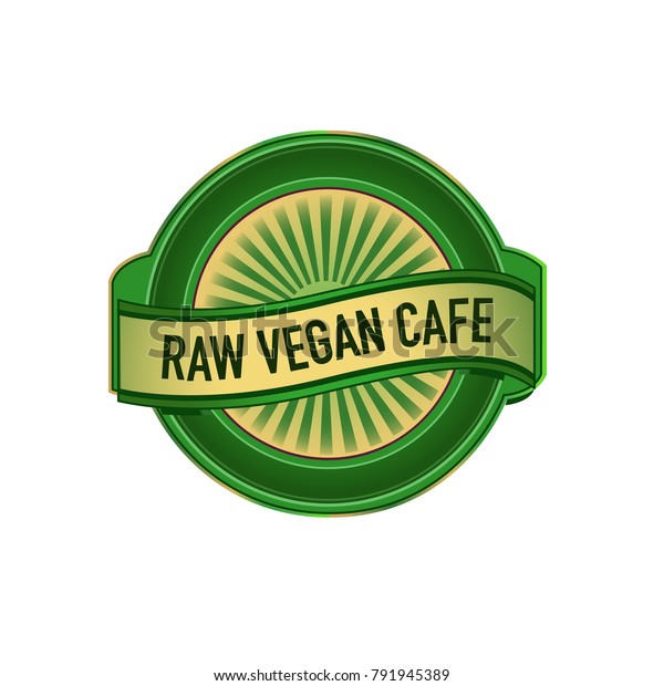 Raw Vegan Cafe Logos Badges Element Stock Vector (Royalty Free ...