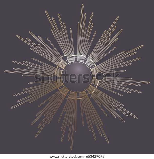 Rays Light Halo Hand Drawn Vector Stock Vector (Royalty Free) 653429095