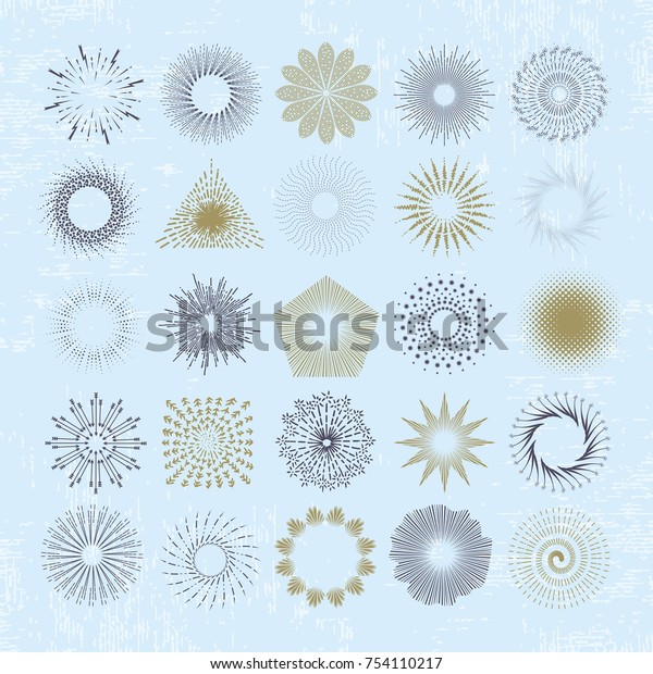 Rays Starburst Design Elements Collection Sunburst Stock Vector ...
