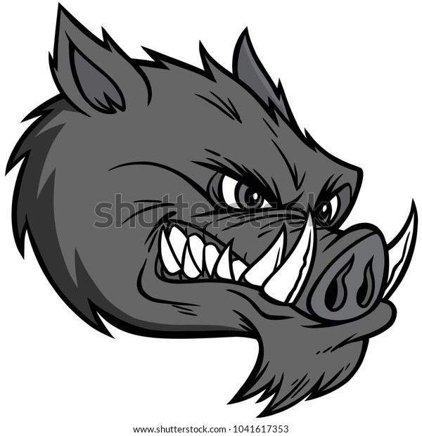 Razorback Mascot Extreme Illustration Vector Cartoon เวกเตอร์สต็อก ...