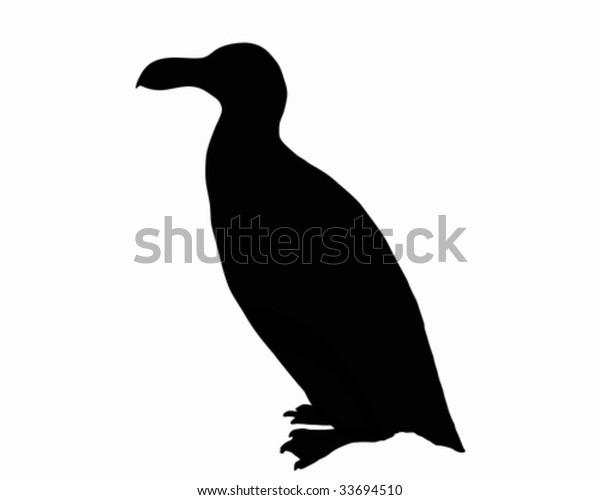 Razorbill Black Silhouette On White Background Stock Vector (Royalty ...