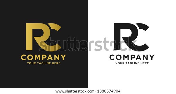 Rc Elegant Logo Template Gold Color Stock Vector (Royalty Free ...