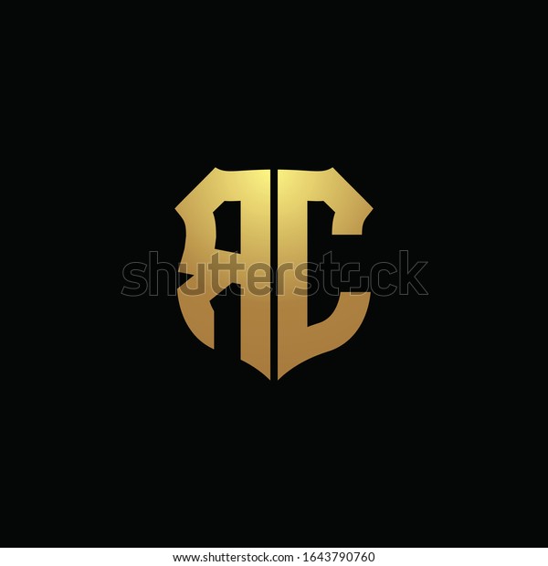 Rc Logo Monogram Gold Colors Shield Stock Vector (Royalty Free ...