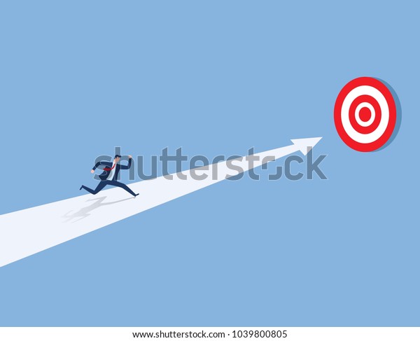 Reach Target Businessman Running Target Vector Stock Vector (Royalty ...