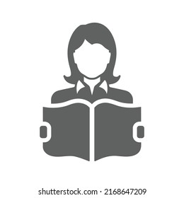 Reading Book Student Icon Gray Vector Stock Vector (Royalty Free ...