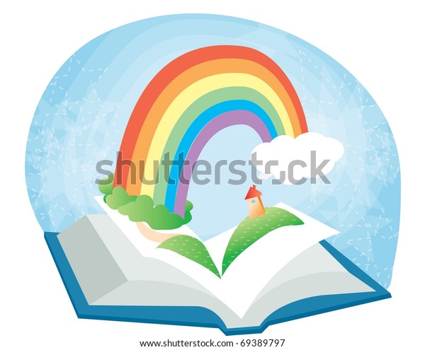 Reading Book Together Open Book Read: wektor stockowy (bez tantiem ...