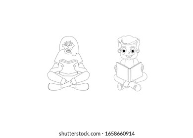 Reading Book Vector Object Outline Illustration Stock Vector (Royalty ...
