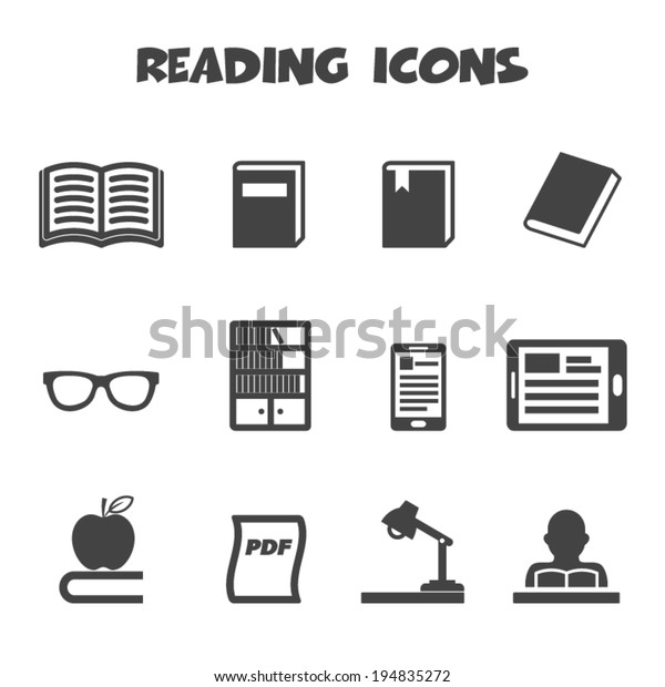Reading Icons Mono Vector Symbols Stock Vector (Royalty Free) 194835272 Reading Icons Mono Vector Symbols Stock Vector (Royalty Free) 194835272