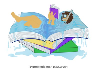 Reading Interesting Book Immersion Book When Stock Vector (Royalty Free ...