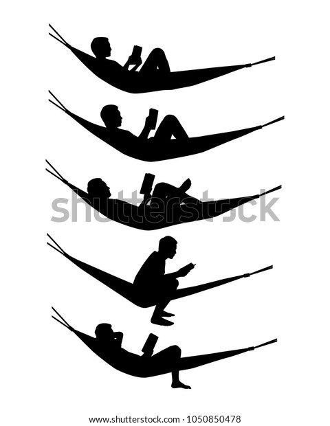 Reading Man On Hammock Silhouette Vector Stock Vector (Royalty Free ...