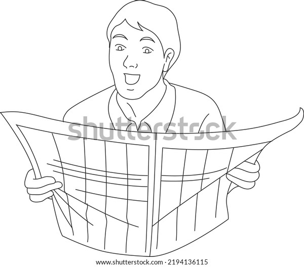 Reading Newspaper Coloring Page Stock Vector (Royalty Free) 2194136115 ...