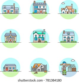 Real Estate Construction Multicolor Icon Set Stock Vector (Royalty Free ...