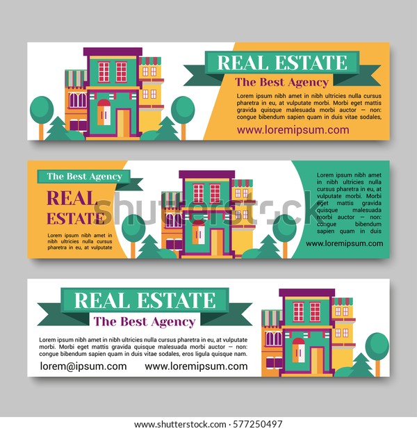 Real Estate Flat Horizontal Banner Set Stock Vector (Royalty Free ...