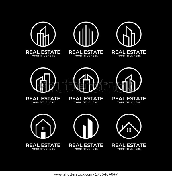 Real Estate Line Art Logo Design Stock Vector (Royalty Free) 1736484047 ...