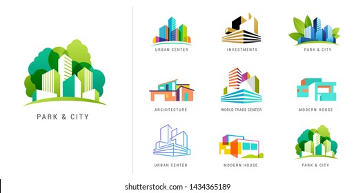 Real Estate Logo Building Development Set Stock Vector (Royalty Free ...