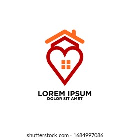 Love Home Logo Red Linear Style Stock Vector (Royalty Free) 1828786124