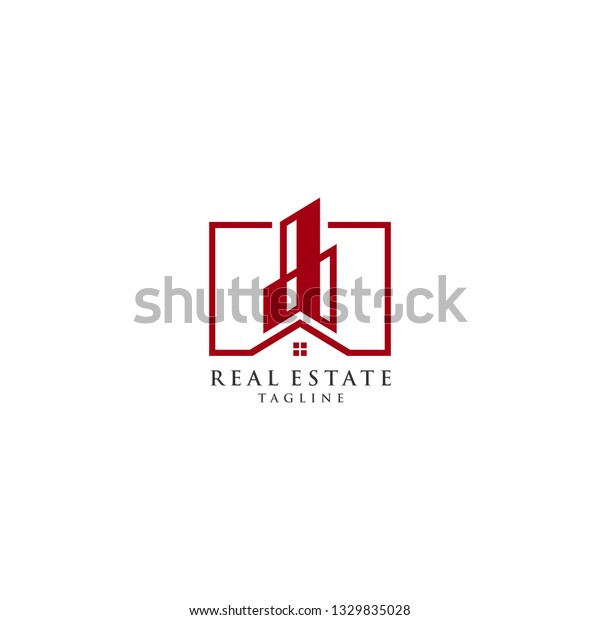 Real Estate Logo Red Inside Rectangle Stock Vector (Royalty Free ...