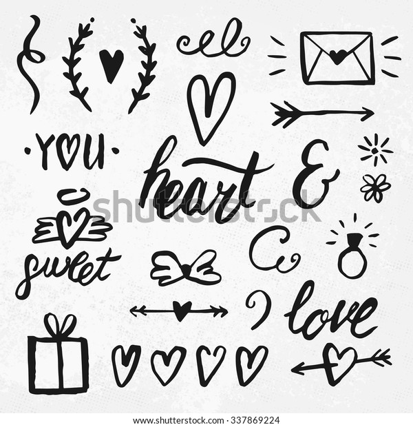 Real Ink Hand Drawn Love Elements Stock Vector (Royalty Free) 337869224