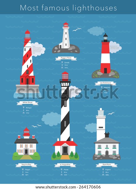 Real Lighthouses Vector Infographics Stock Vector (Royalty Free ...