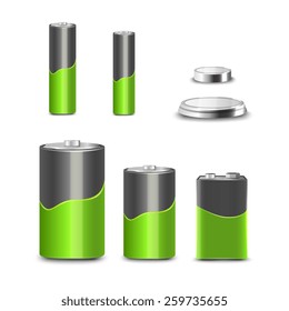 Realistic 3d Battery Types Decorative Icons Stock Vector (Royalty Free ...