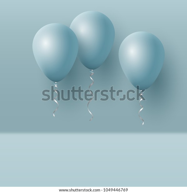 Realistic 3d Blue Ballons On Wall Stock Vector (Royalty Free ...