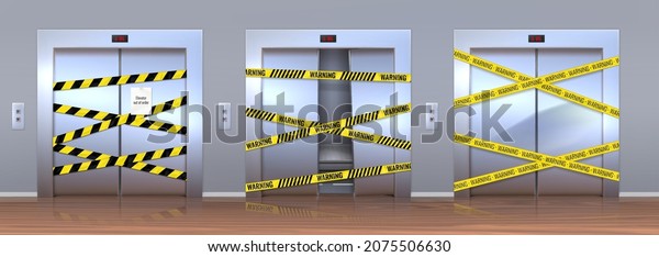 Realistic 3d Broken Elevators On Repair Stock Vector (Royalty Free ...