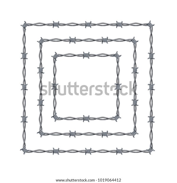 Realistic 3d Detailed Barbed Wire Frames Stock Vector (Royalty Free ...