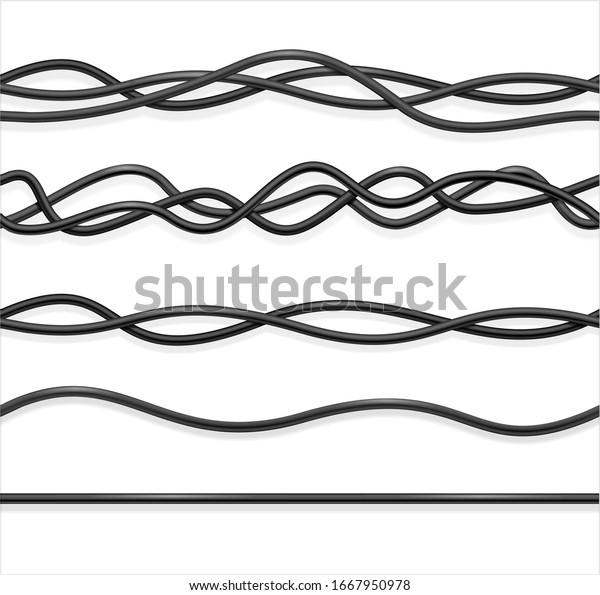 Realistic 3d Detailed Black Wire Cable Stock Vector (Royalty Free ...
