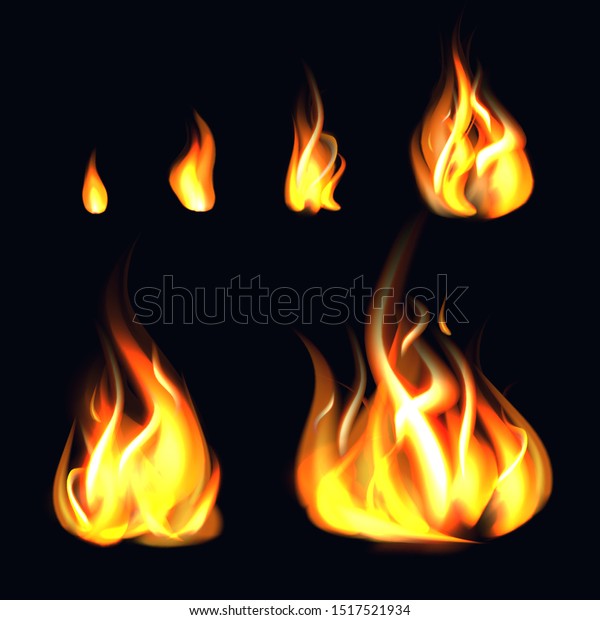 Realistic 3d Detailed Burning Fire Flame Stock Vector (Royalty Free ...